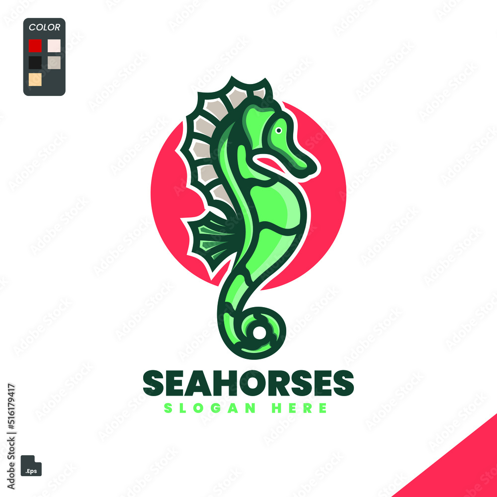 seahorse mascot logo design with modern illustration concept style for ...