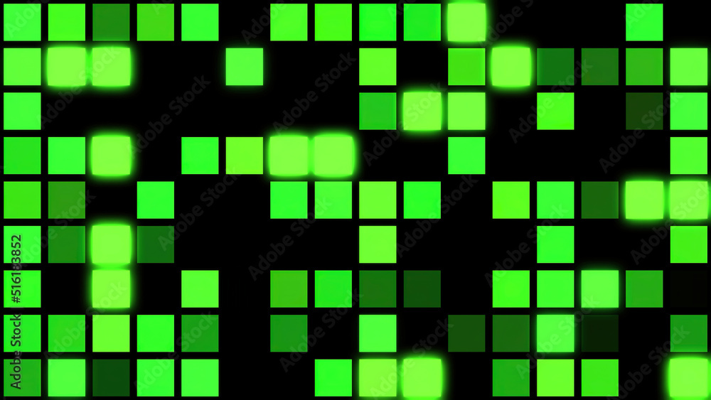 Green motion abstract background with colorful pixels flashing and ...