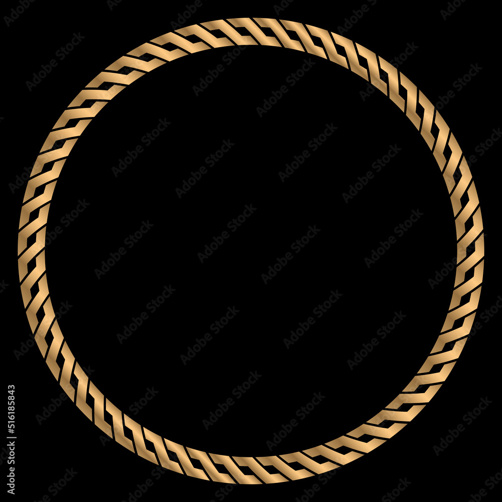 Gold chain round frame. Golden circle frames with necklace patterns ...