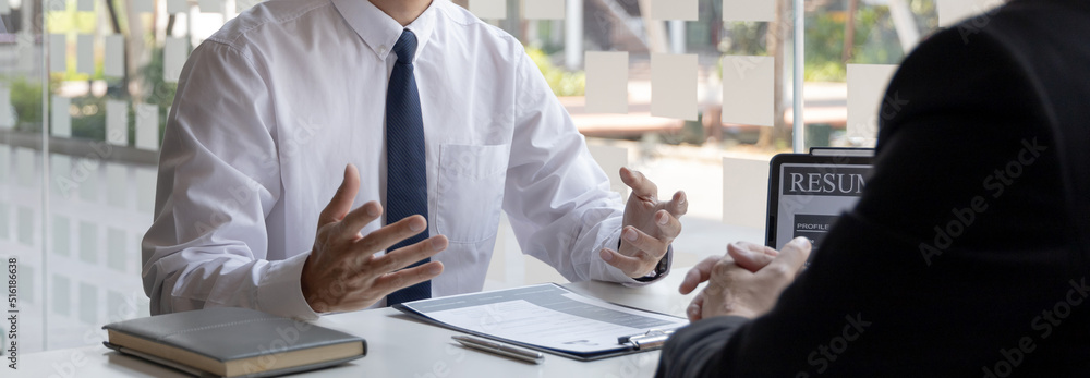 Job interview, Job applicants are talking about their abilities and ...