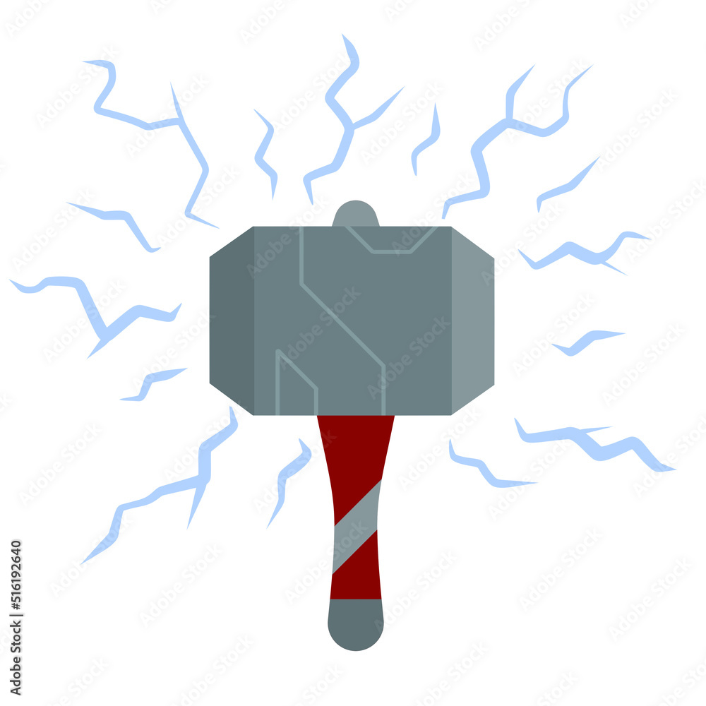 Vecteur Stock Thor hammer. God weapon. Norse mythology. Symbol of blue ...