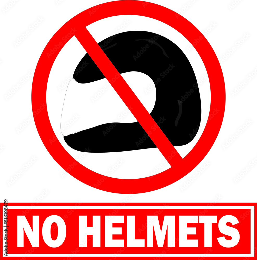 No helmet allowed sign Stock Vector | Adobe Stock