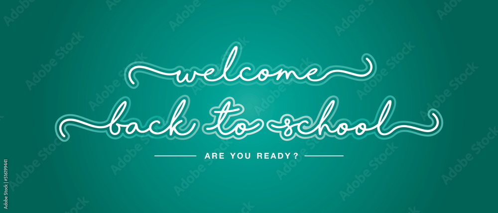 Welcome back to school, new beautiful white handwritten lettering ...