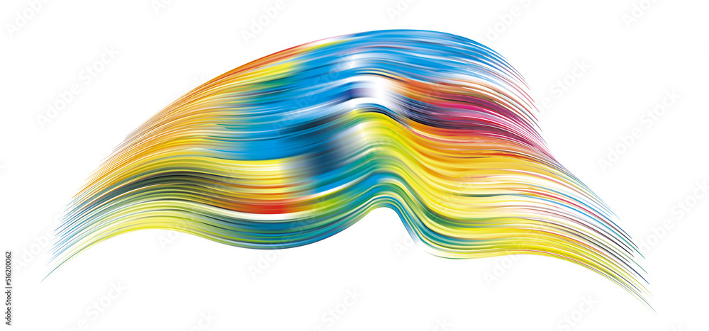 Colorful flow brushstroke. Ribbon isolated line.. Realistic volume wave ...