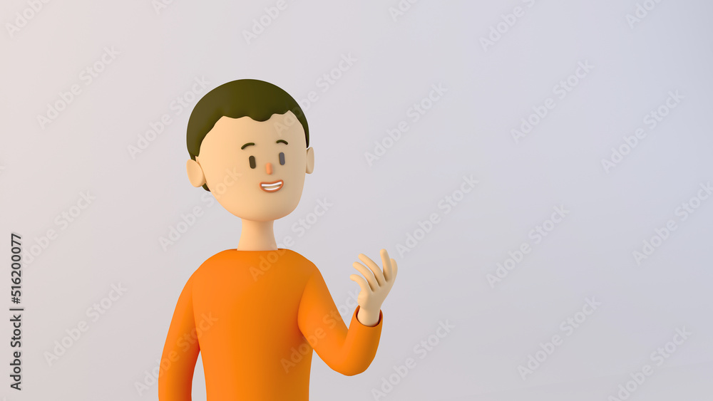 Simple 3d character's hand reaches for the target. Isolated on white ...