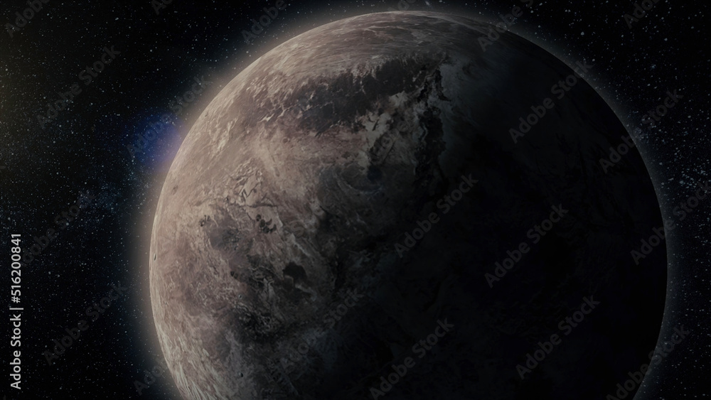 Planet or satellite in space. Unexplored planets of faraway space. Deep ...