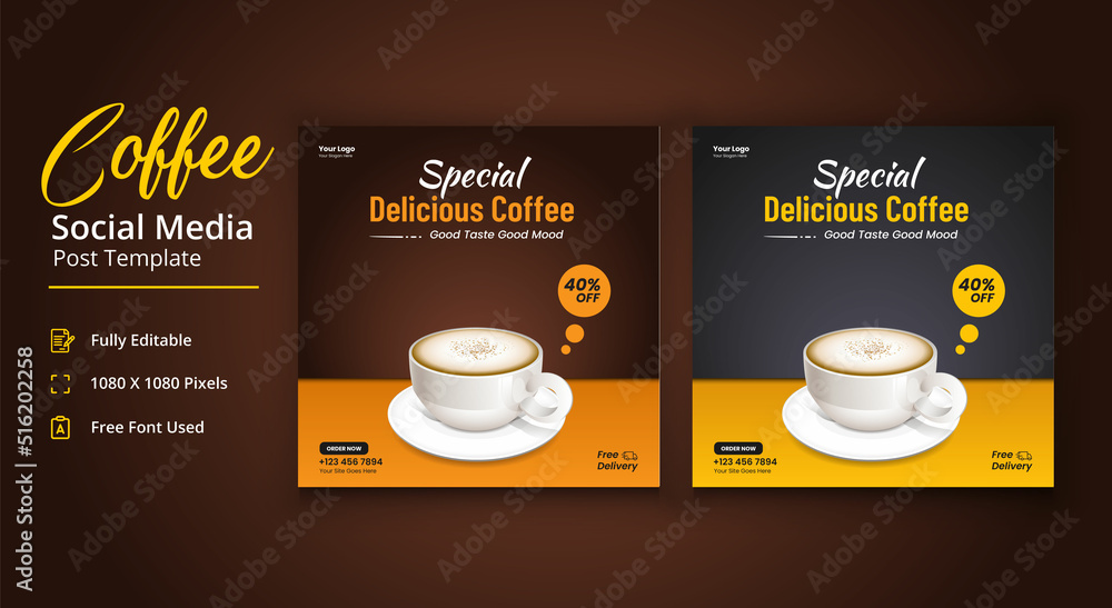 Special Delicious Coffee Social Media post, Coffee Social Media Post ...