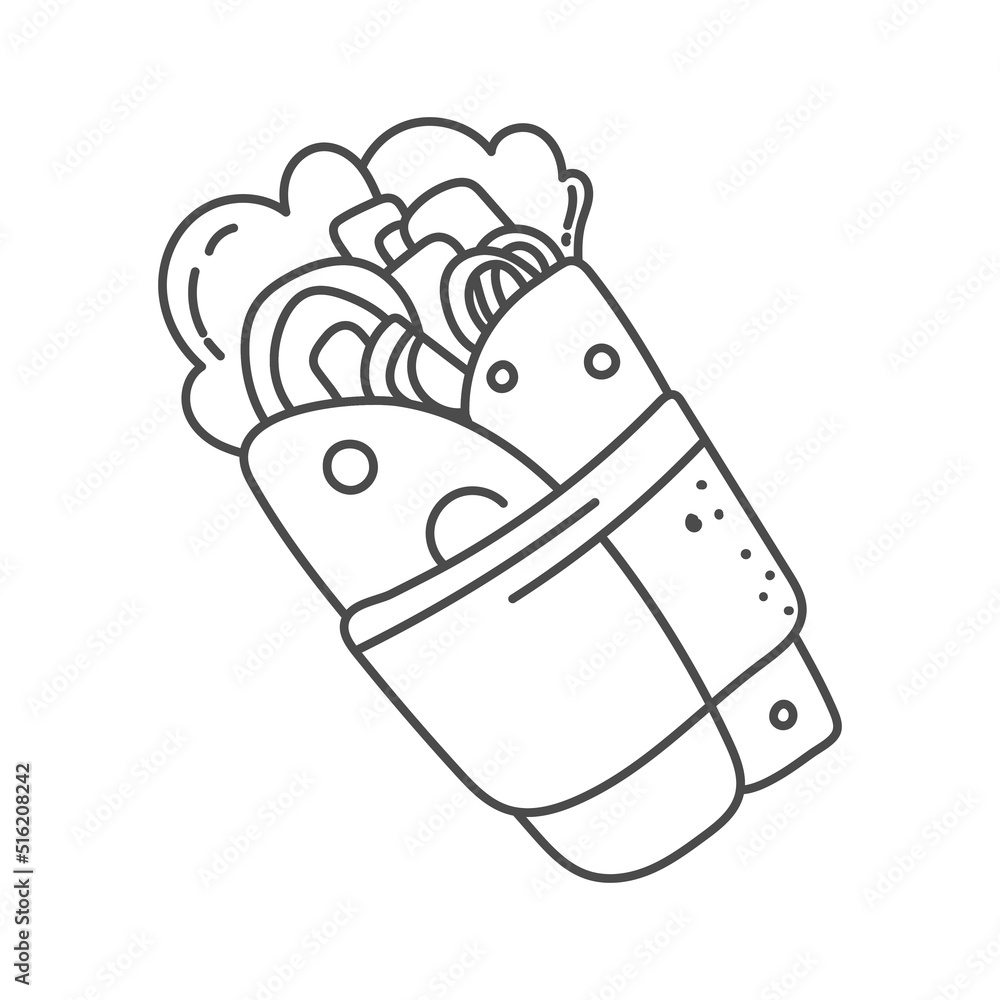 vintage line shawarma kebab doner logo hand draw illustration suitable ...