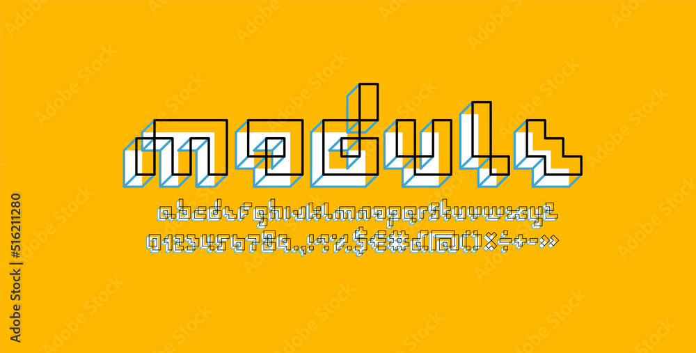 Font made in lines style, bright 3d alphabet, vector illustration 10EPS ...
