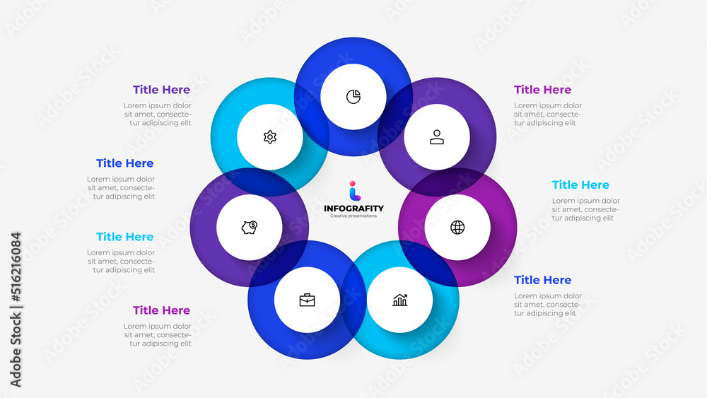 Diagram with seven steps. Slide for business presentation. Cycle ...