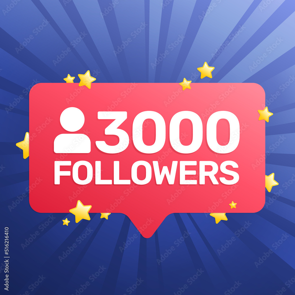 3000 followers banner, poster, congratulation card for social network ...