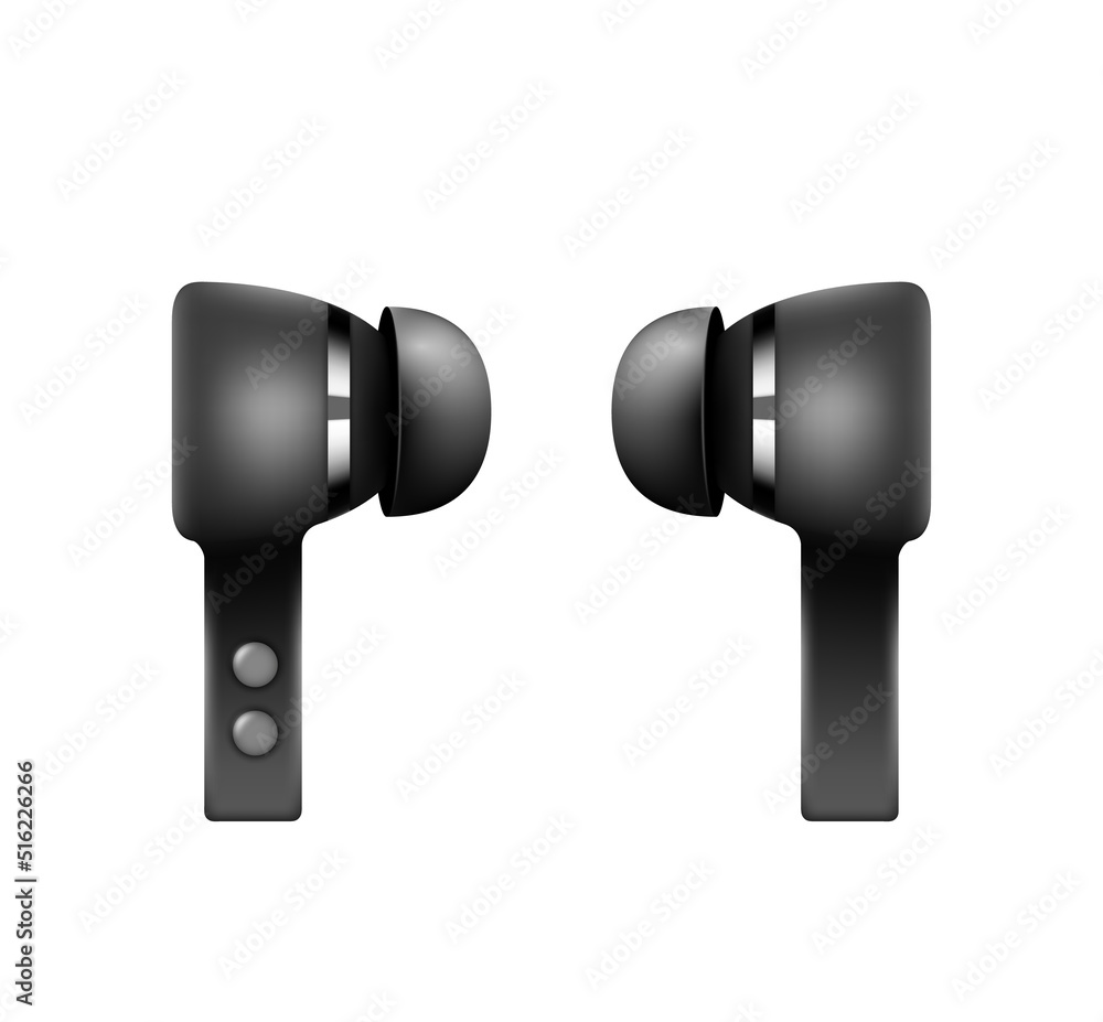 Earphones wireless electronic gadget. Realistic airpods audio tool ...