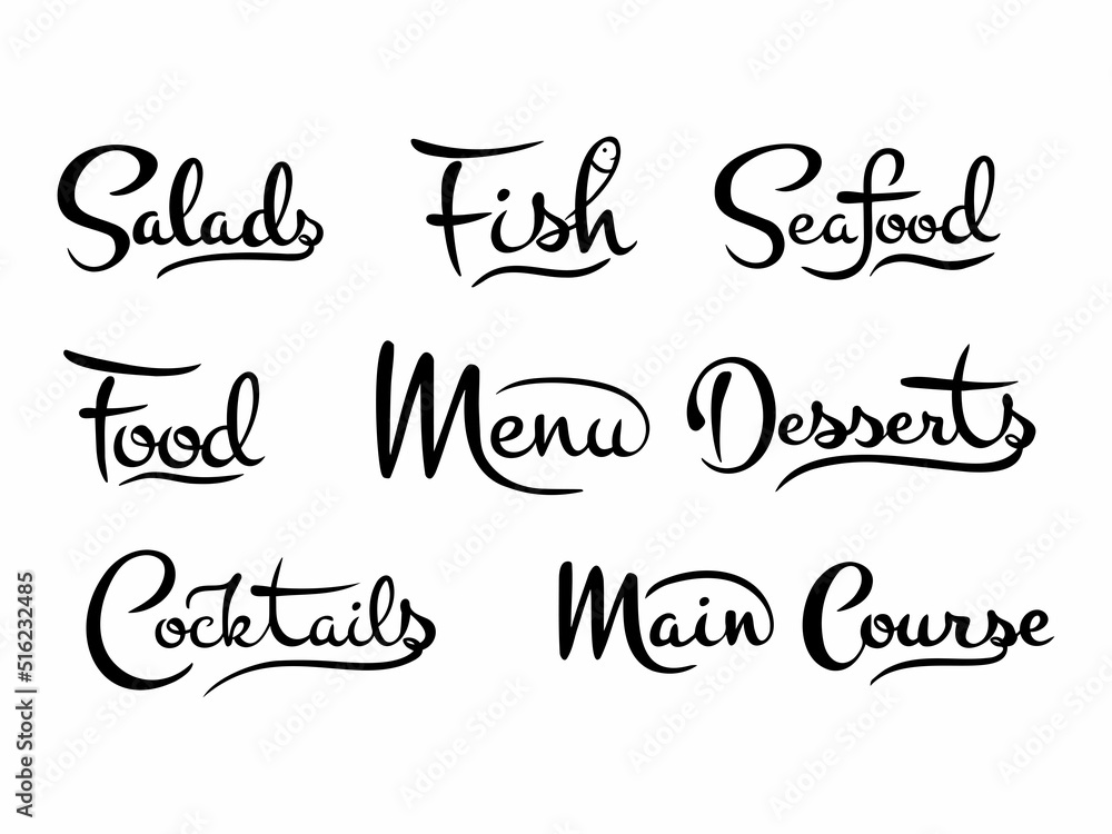 Vector set of calligraphic handwritten inscriptions on the theme of the ...