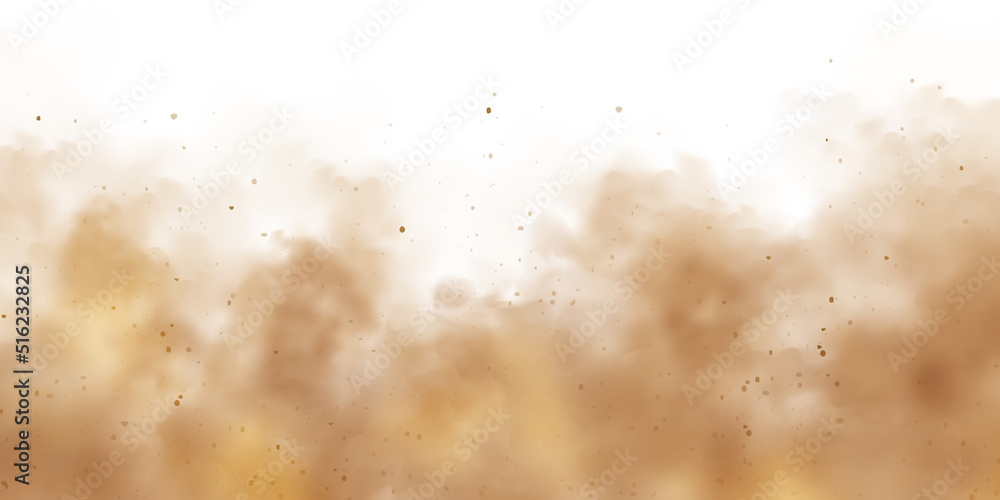 Realistic dust clouds isolated on white background. Sand storm with ...