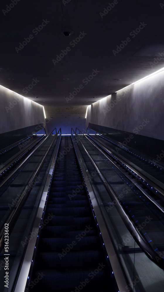 subway escalator .Modern luxury escalators underground. Stock Photo ...