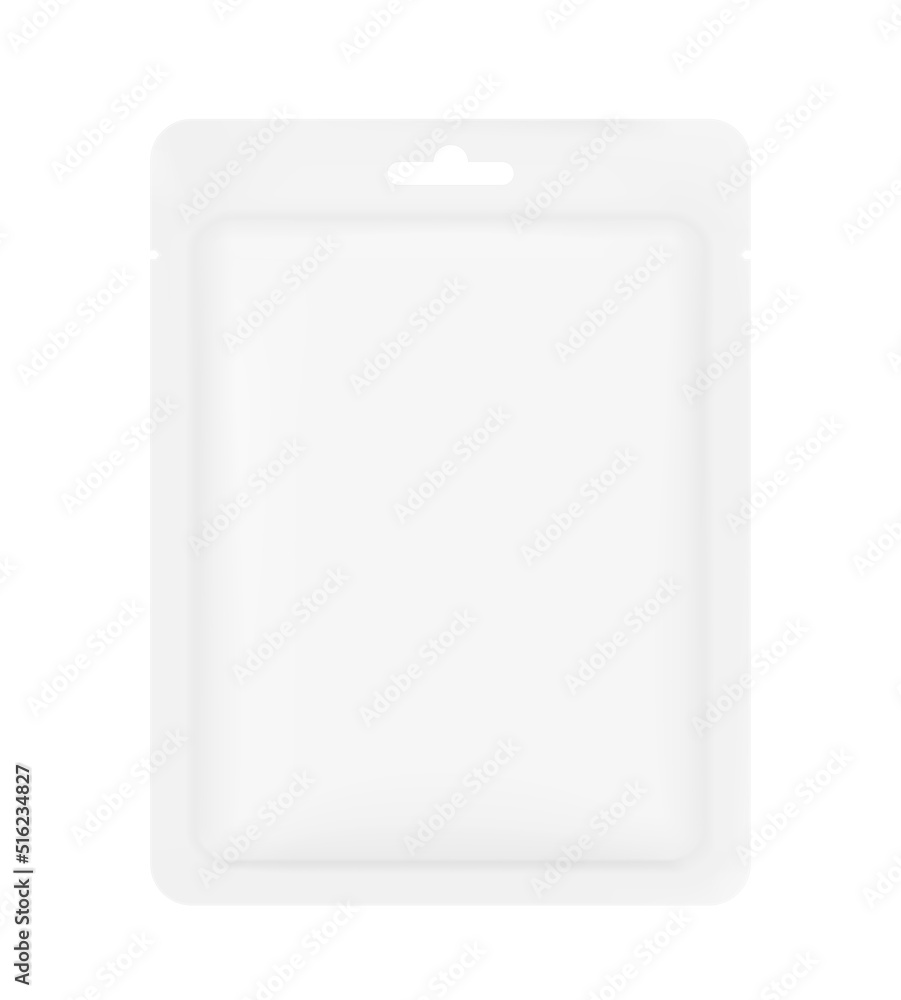 Soft sachet bag with round corners mockup. Vector illustration isolated ...
