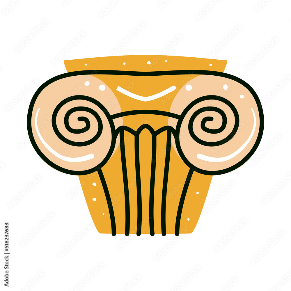 Ionic order. Vector hand drawn illustration of classical capital ...