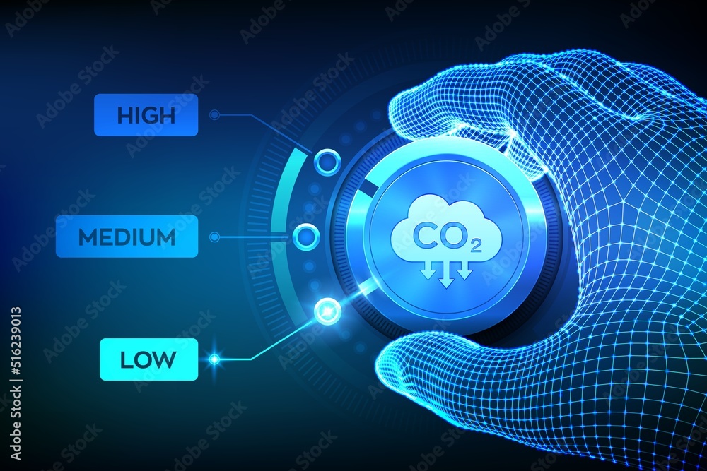 Carbon dioxide emissions control. Reduce CO2 to limit global warming and climate change ...