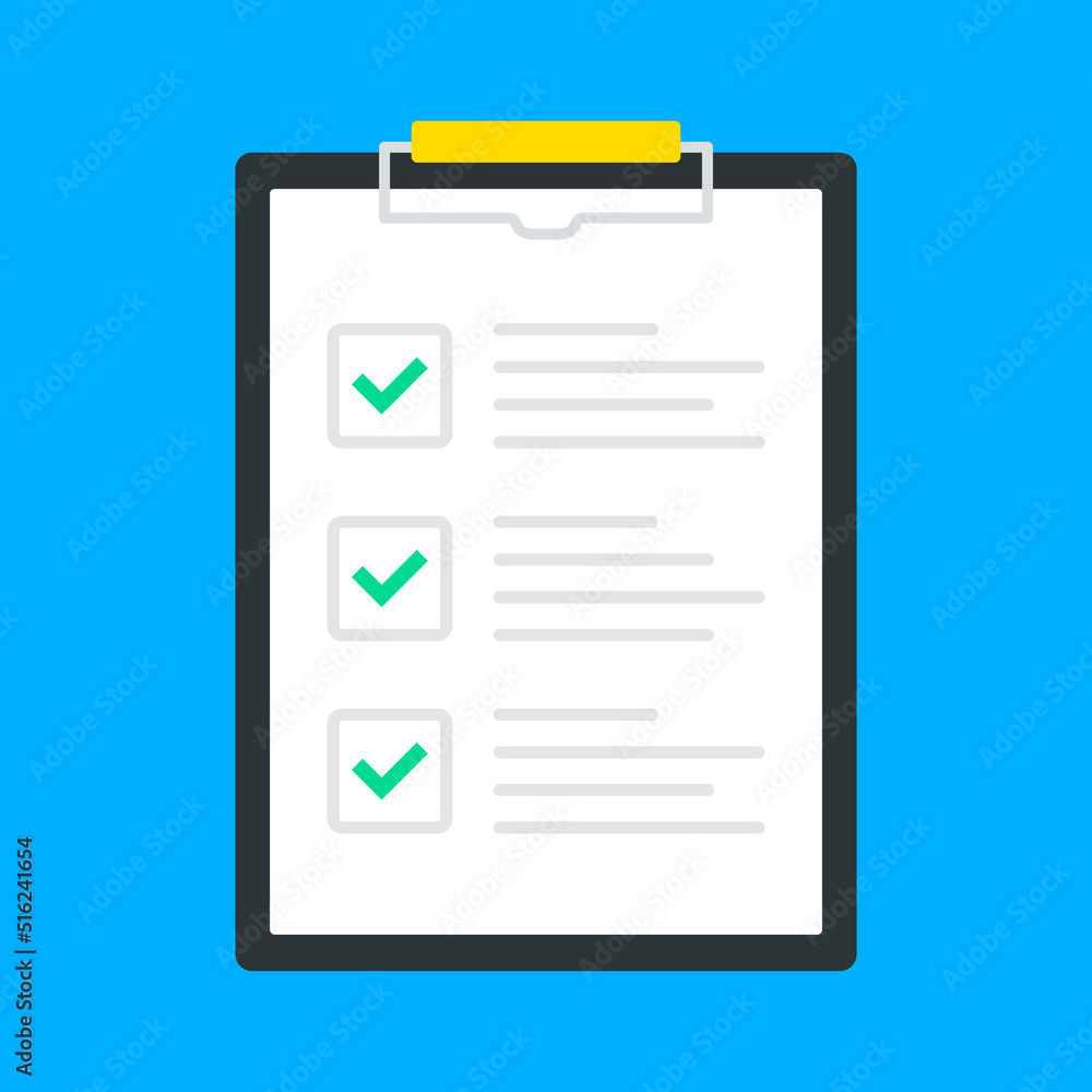 Checklist. Clipboard with green ticks. Check list. Vector illustration ... Checklist. Clipboard with green ticks. Check list. Vector illustration ...