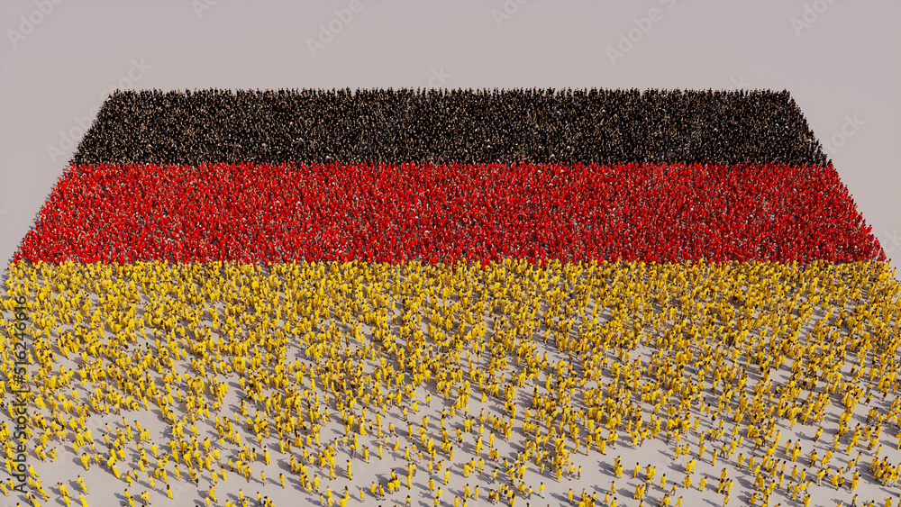 German Flag formed from a Crowd of People. Banner of Germany on White ...