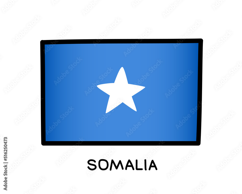 The flag of Somalia. Colorful logo of the Somali flag. Blue and white ...