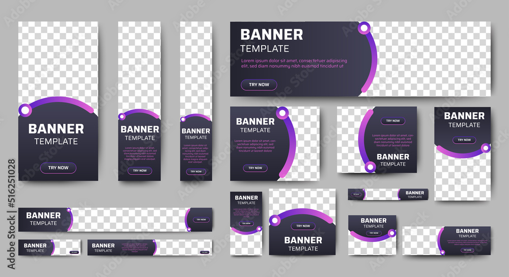 Poster Modern banner design web template Set, Horizontal header web ...