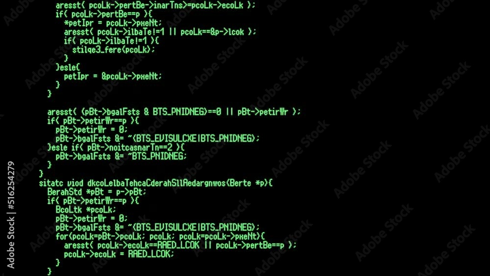 Source Code Instructions Scrambled Text From Public Domain Projects Scrolling On A Computer
