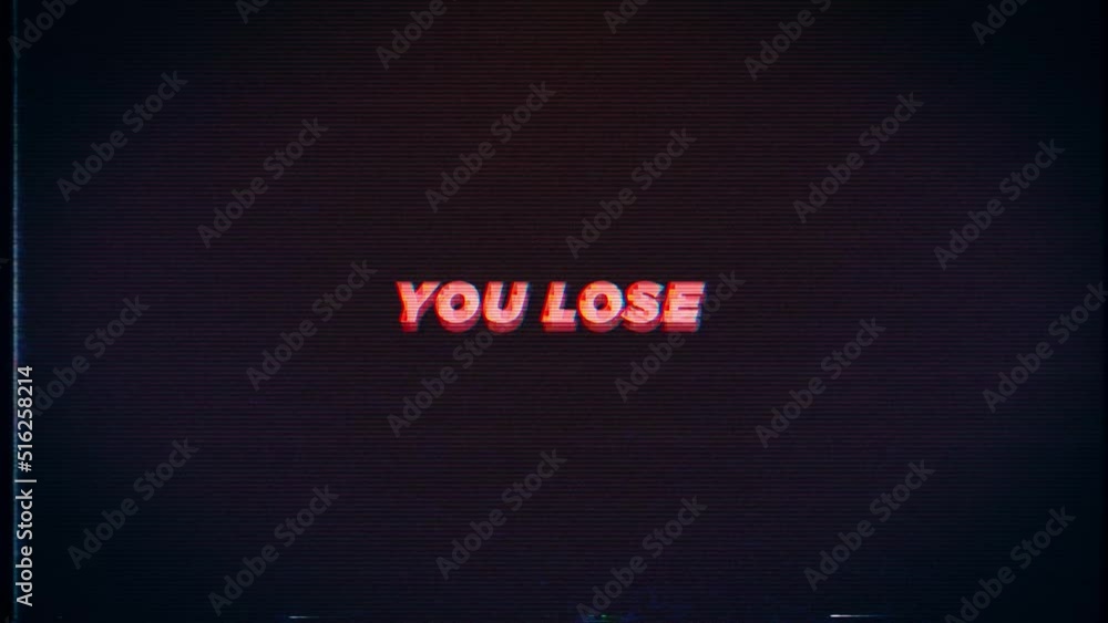 Vidéo Stock YOU LOSE text glitch effects concept for video games screen ...