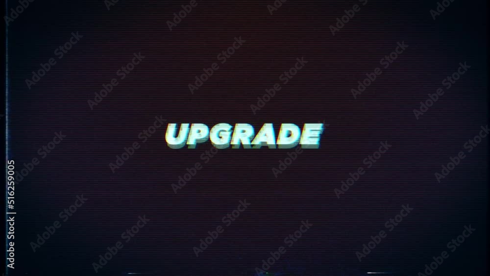 UPGRADE Retro text effects with glitch VHS background Stock Video ...