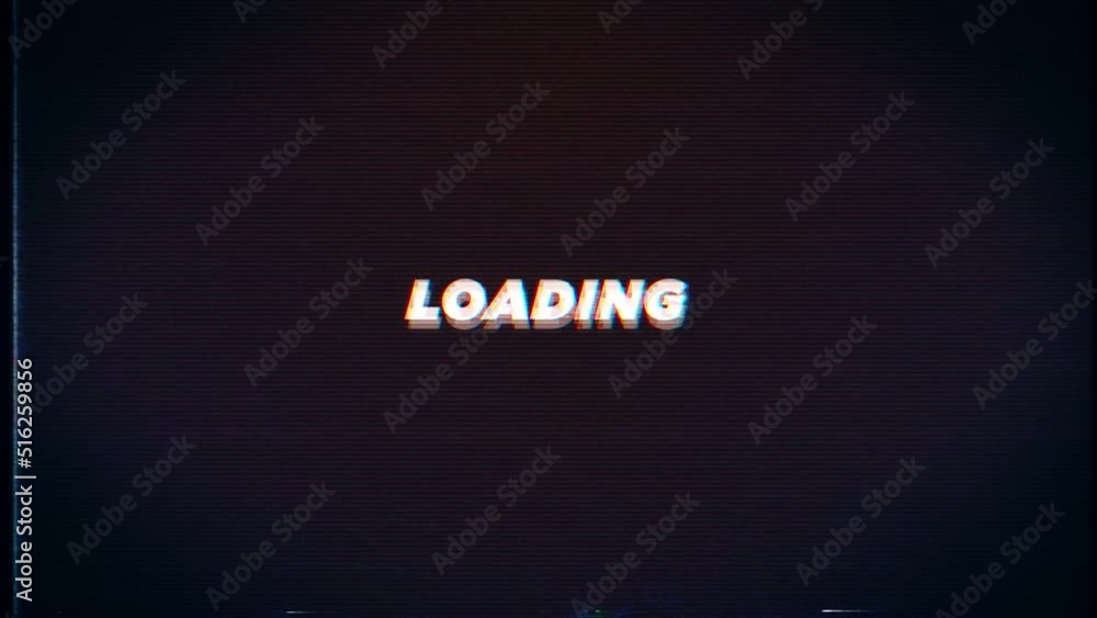 LOADING Retro text effects with glitch VHS background Stock Video ...