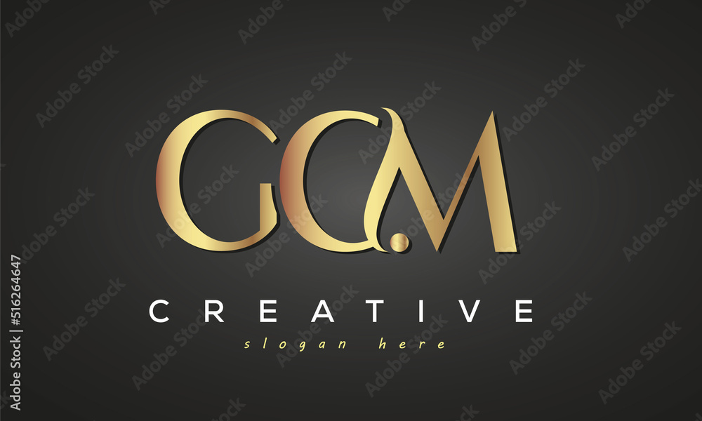 GCM creative luxury stylish logo design with golden premium look ...
