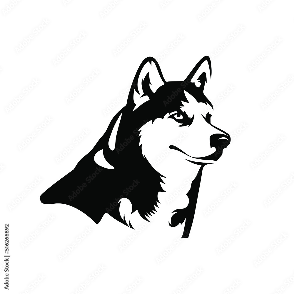 siberian husky minimal illustration. siberian husky logo design. vector ...