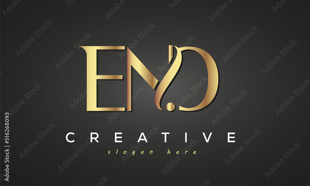 ENO creative luxury stylish logo design with golden premium look ...