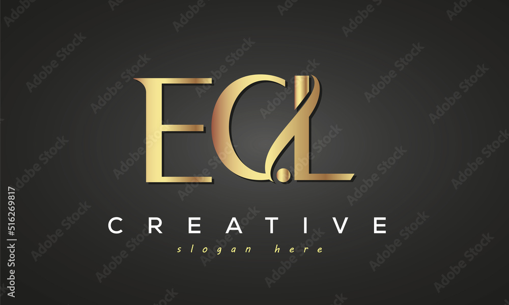 ECL creative luxury stylish logo design with golden premium look, initial tree letters customs ...