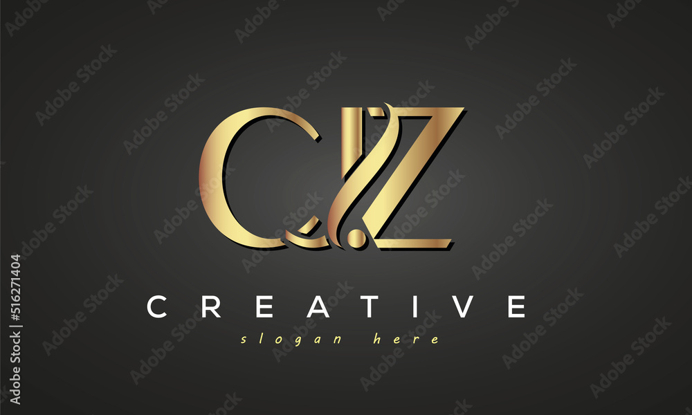 CJZ creative luxury stylish logo design with golden premium look ...