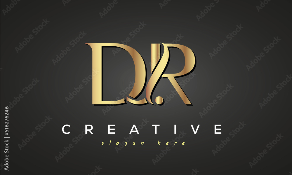 DJR creative luxury stylish logo design with golden premium look ...
