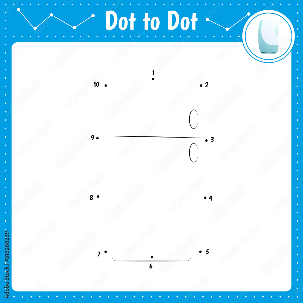 Connect the dots. Fridge. Kitchen. Dot to dot educational game ...