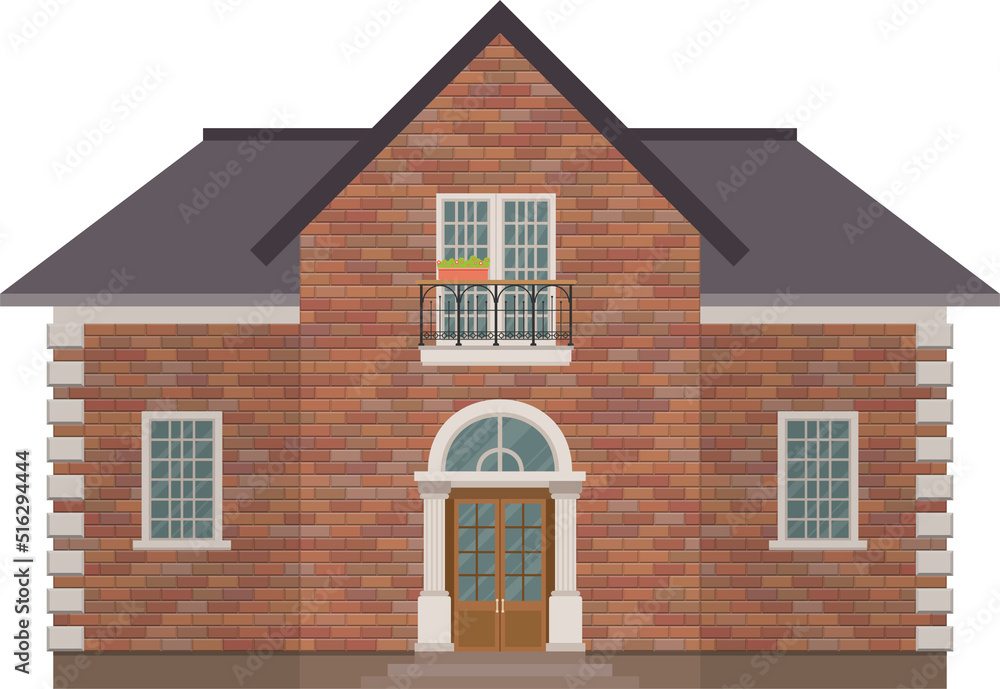 Brick house building vector illustration isolated on white background ...