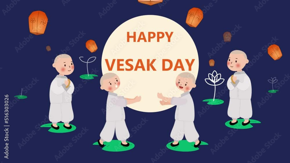 Vidéo Stock vesak, holiday, religious, buddhism, lotus, monk, happy ...