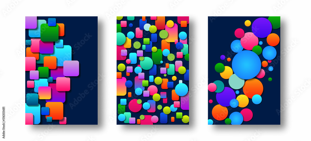 Set of template in geometric style for branding, advertising with ...