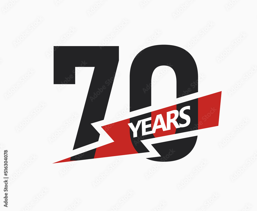 70 years of business, jubilee logo. 70th Anniversary sign. Modern ...
