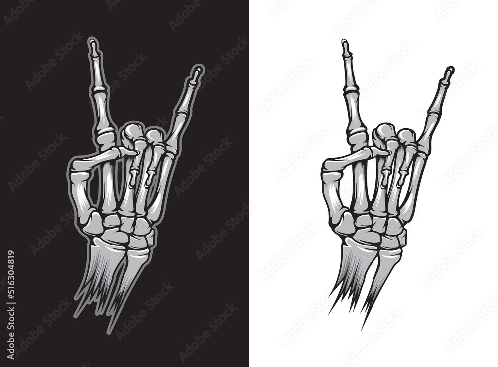 Skeleton Rock On Hand Sign