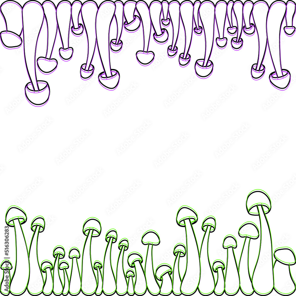 Borders of mushrooms vector simple illustration isolated on white ...
