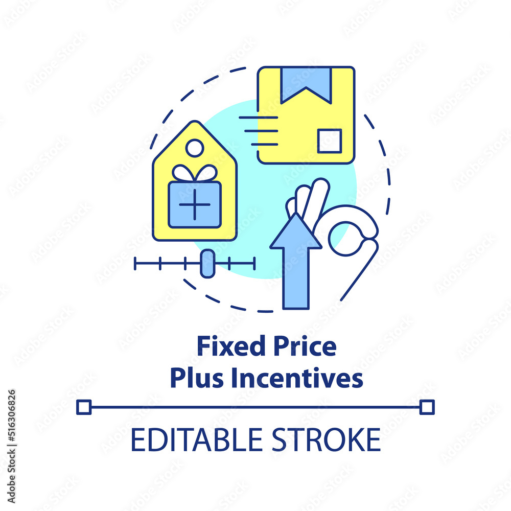 Fixed price plus incentives concept icon. Common contract type abstract ...