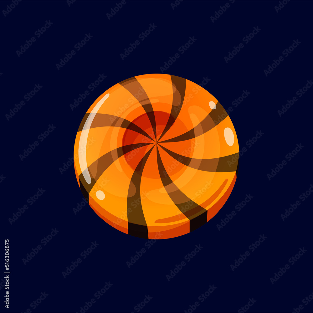 Striped candy round caramel isolated cartoon icon. Vector Halloween ...
