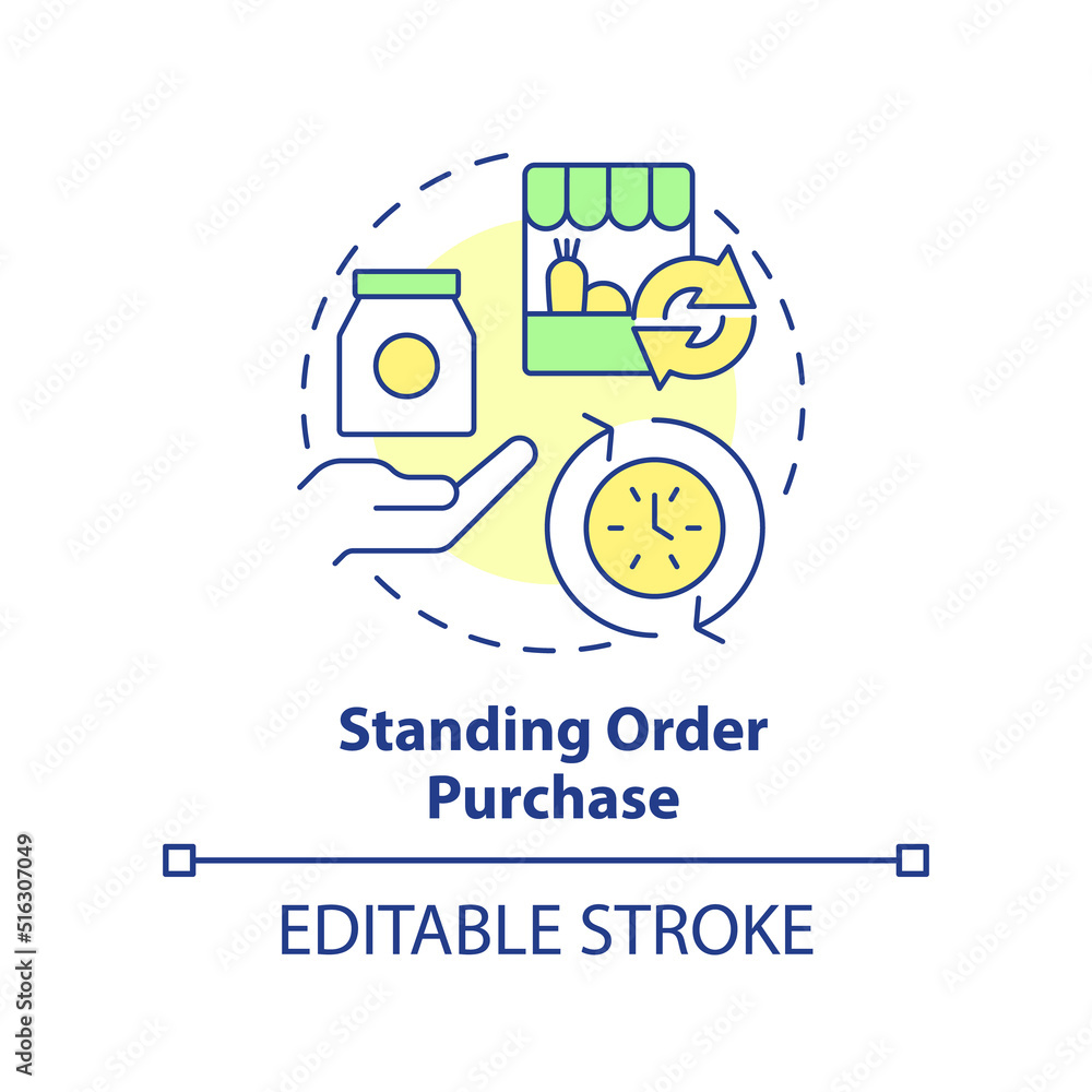 Standing order purchase concept icon. Food procurement method abstract ...