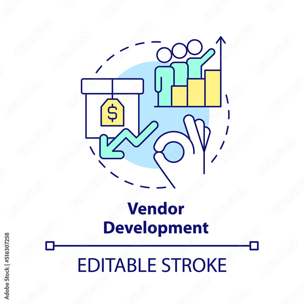 Vendor development concept icon. Sourcing strategy abstract idea thin ...