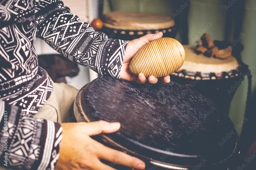 Djembe, Peoples hand playing music at djembe drums,African drums Stock ...