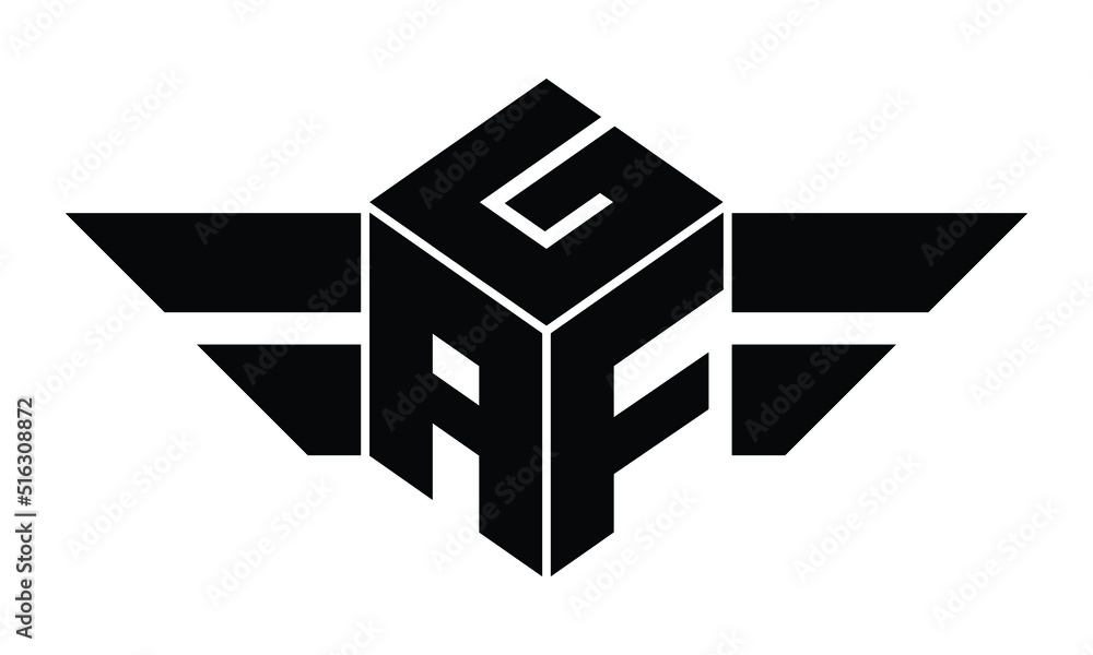 GAF three letter gaming logo in polygon cube shape logo design vector ...