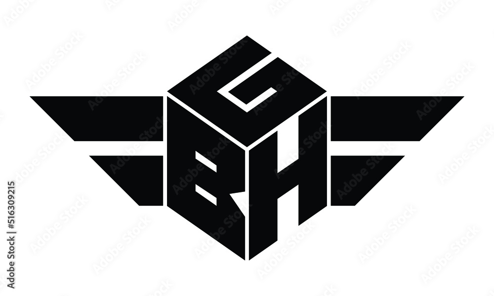 GBH three letter gaming logo in polygon cube shape logo design vector ...